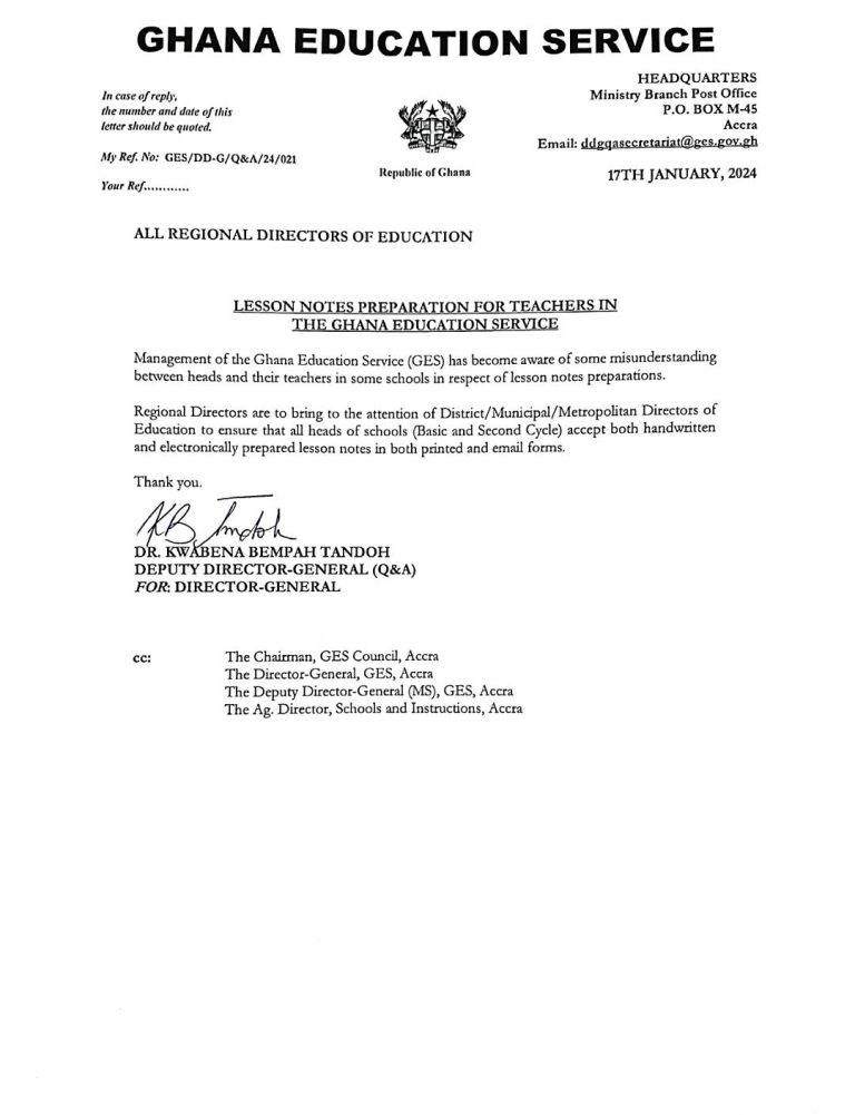 GES Approves Printed and Electronic Lesson Notes for Teachers in Ghana ...